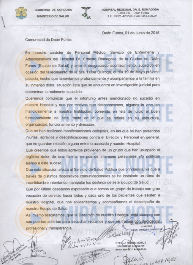 Comunicado Hospital Romagosa